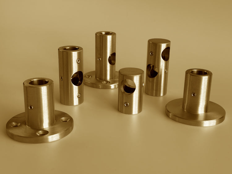Solid brass fittings for brass shelving unit – Brassshelf