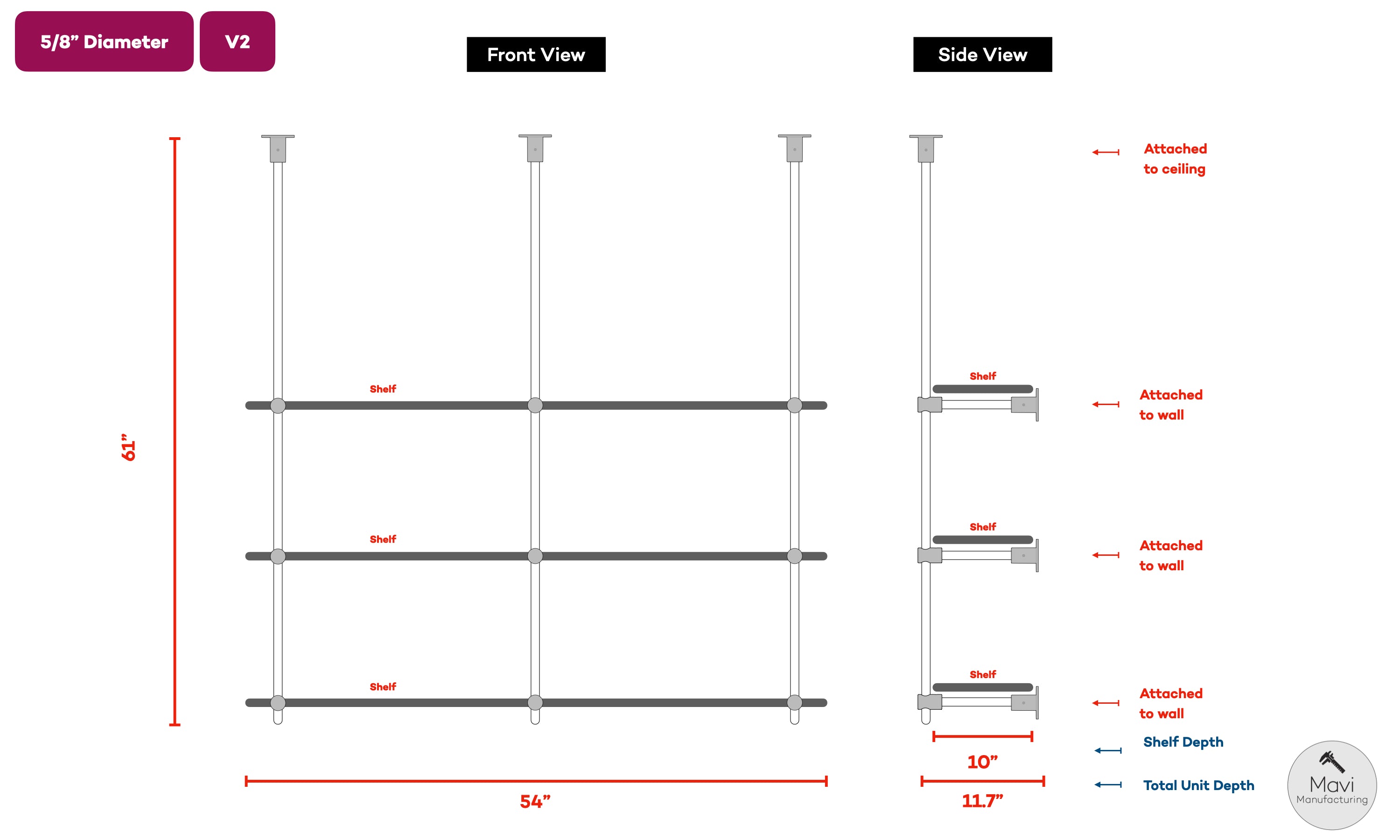 Custom brass shelving unit - 5/8"Dia. - Unlacquered Brushed Brass Fini ...
