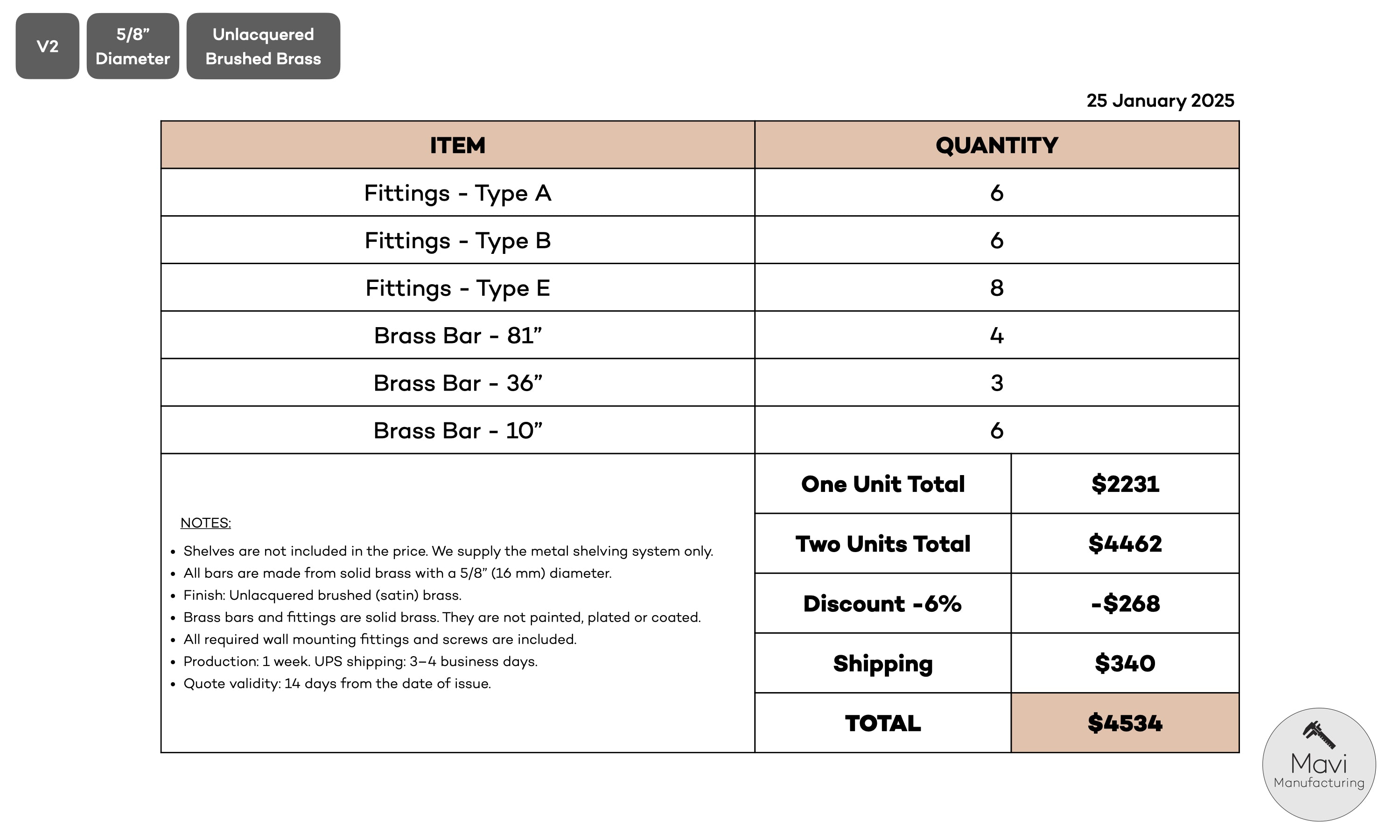 2x Custom brass shelving units - 5/8"Dia. - Unlacquered Brushed Brass ...