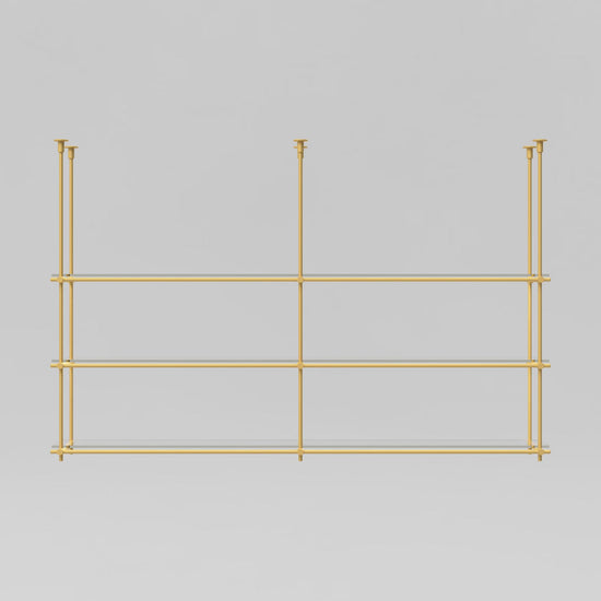 3-Tier, 2 Bays Brass Ceiling-Mounted Shelf | Custom Sizes, AR View ...