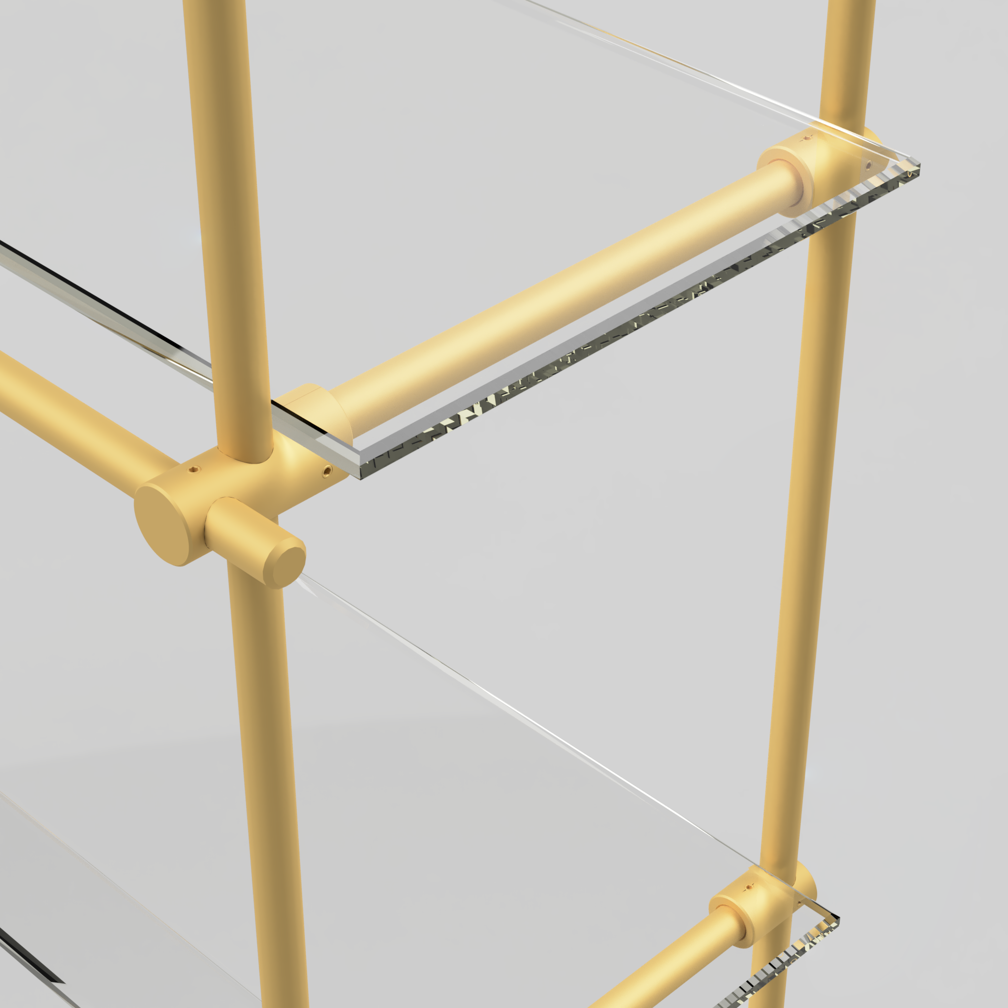 Custom Brass Ceiling Mounted 3-Shelf Unit – Brassshelf