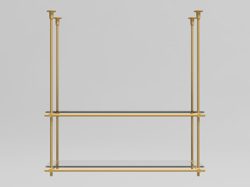 Customizable Ceiling-Mounted Brass Shelving Unit with 2 Shelves ...