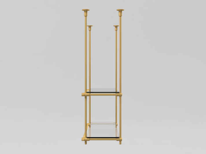 Customizable Ceiling-Mounted Brass Shelving Unit with 2 Shelves ...